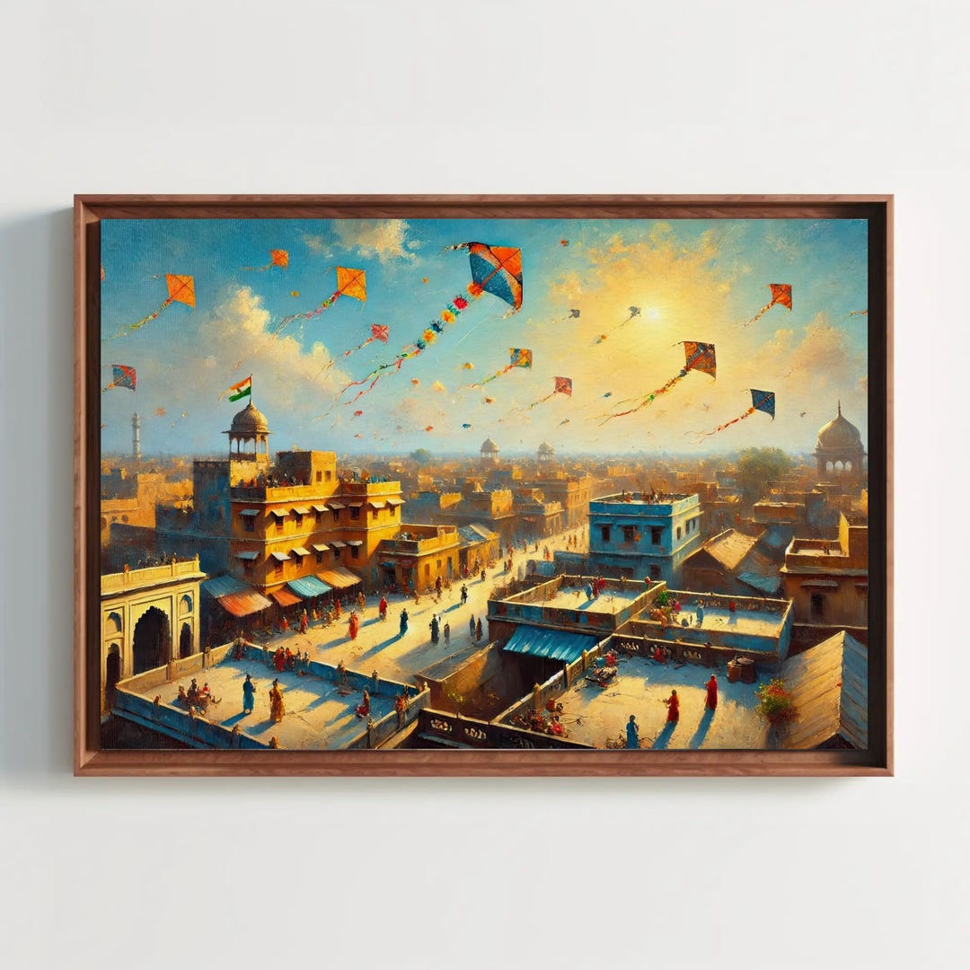 Basant Kite Festival Canvas Print | Vibrant Indian Rooftop Scene - Etsy