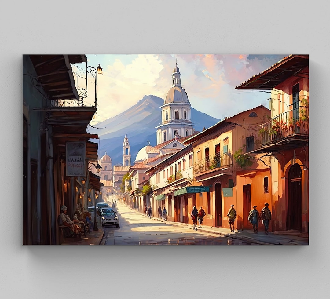 Guatemala Town Landscape Painting, Guatemala Art, Guatemala Canvas Art ...