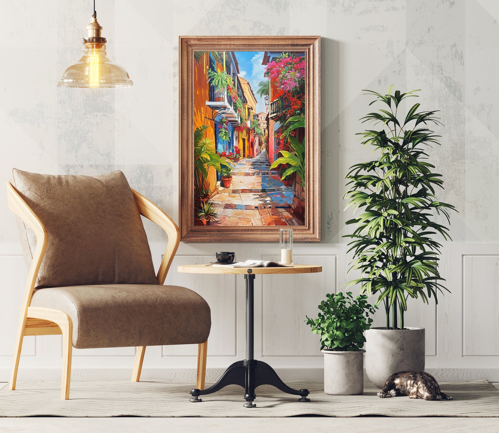 Colombia Art Painting, Street of Cartagena Art Poster, Colombian ...