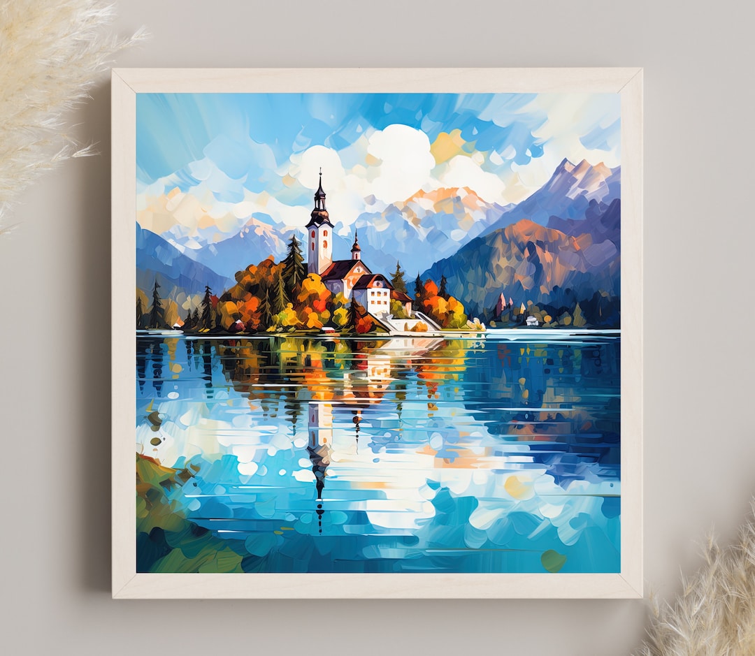 Lake Bled Travel Print, Slovenia Wall Art, Lake Bled Large Canvas Art ...