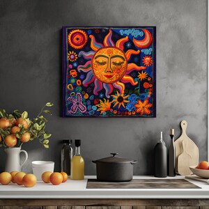 Sun Huichol Art Mexico Wall Art Mexican Yarn Art Mexican Painting ...