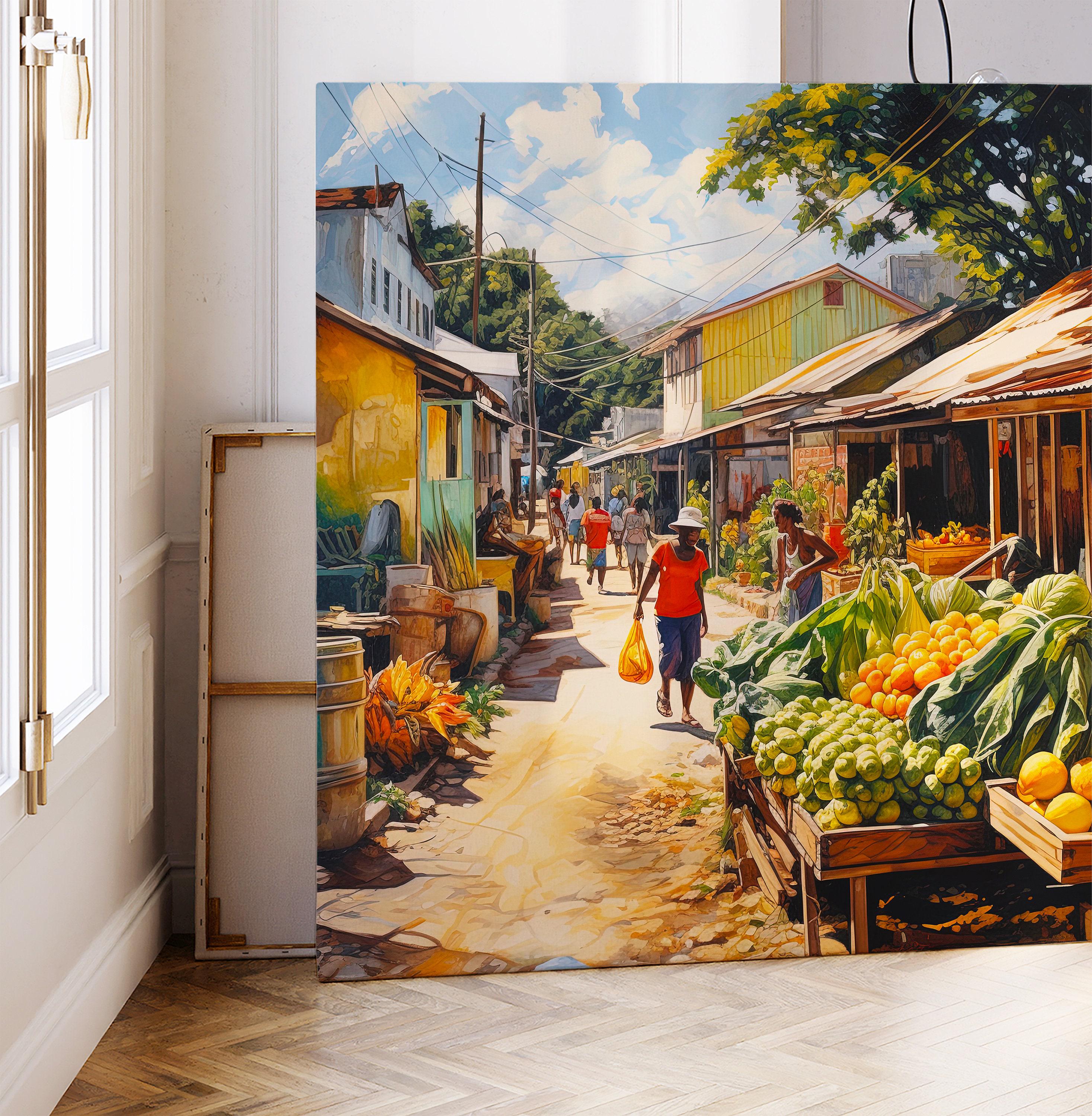 African Vegetable Market Painting, African Decor, African Street ...