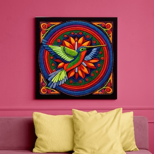 Huichol Art Hummingbird Painting, Mexican Art, Mexican Wall Art ...