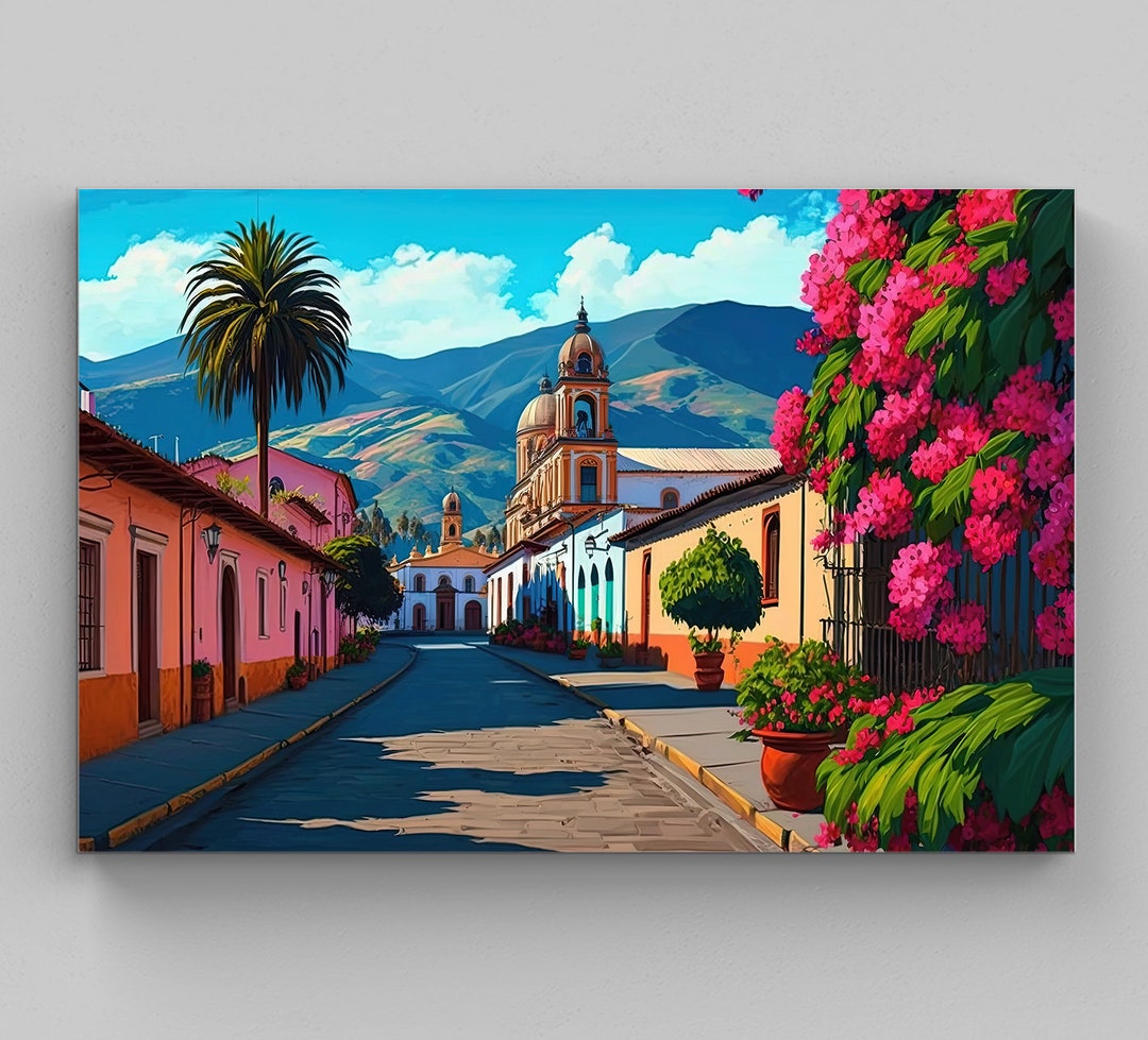 Mexican Landscape Painting, Mexican Village, Mexican Poster, Mexican ...