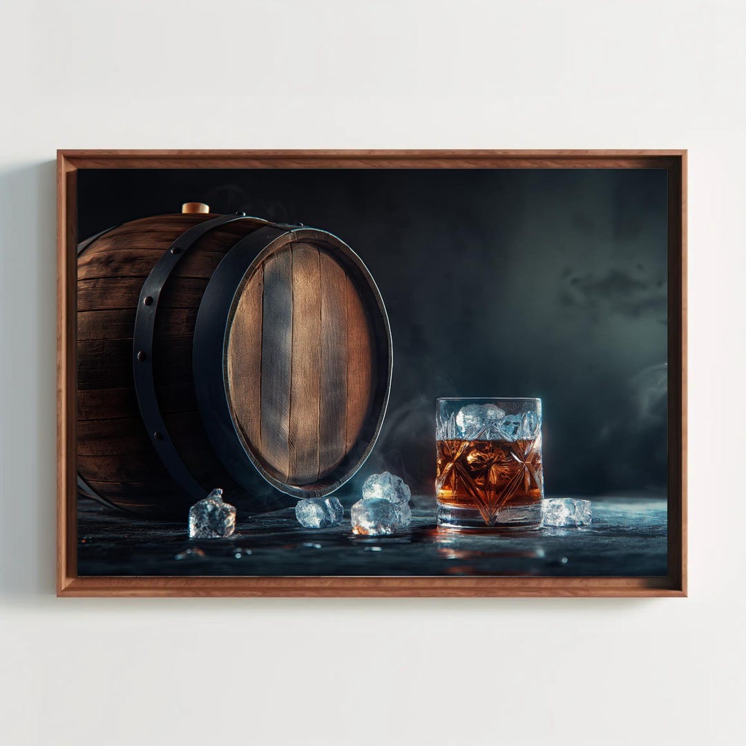 Whiskey Barrel Canvas Wall Art, Framed Print, Rustic Poster Art ...