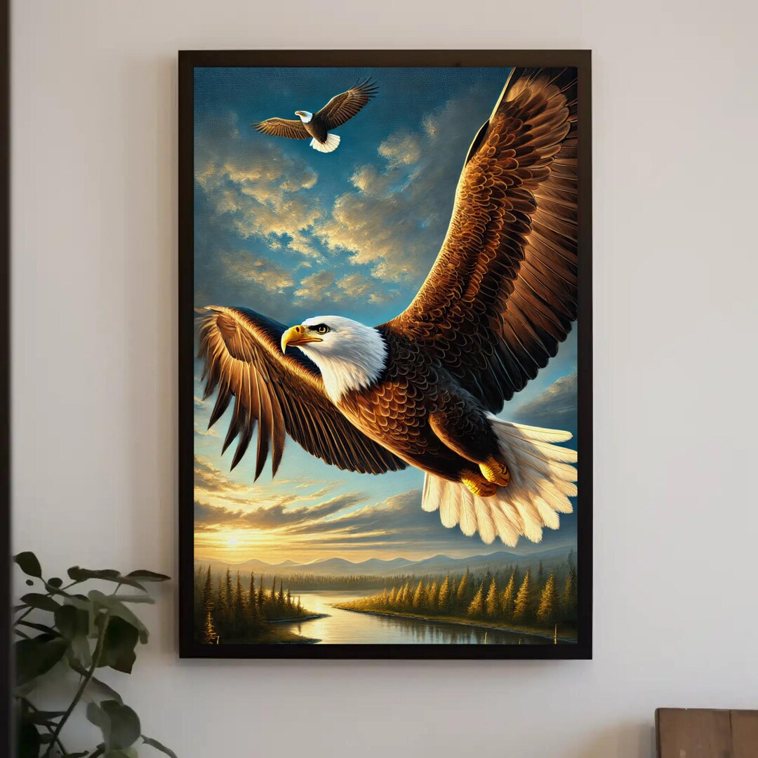 Bald Eagle in Flight Painting | Majestic Eagle Canvas Print | American ...