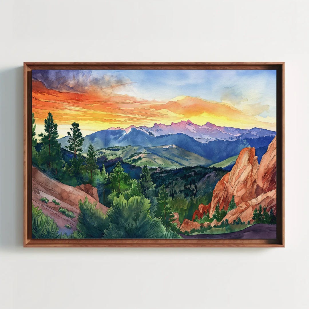 Colorado Springs Watercolor Painting, Canvas Print, Framed Scenic Art ...