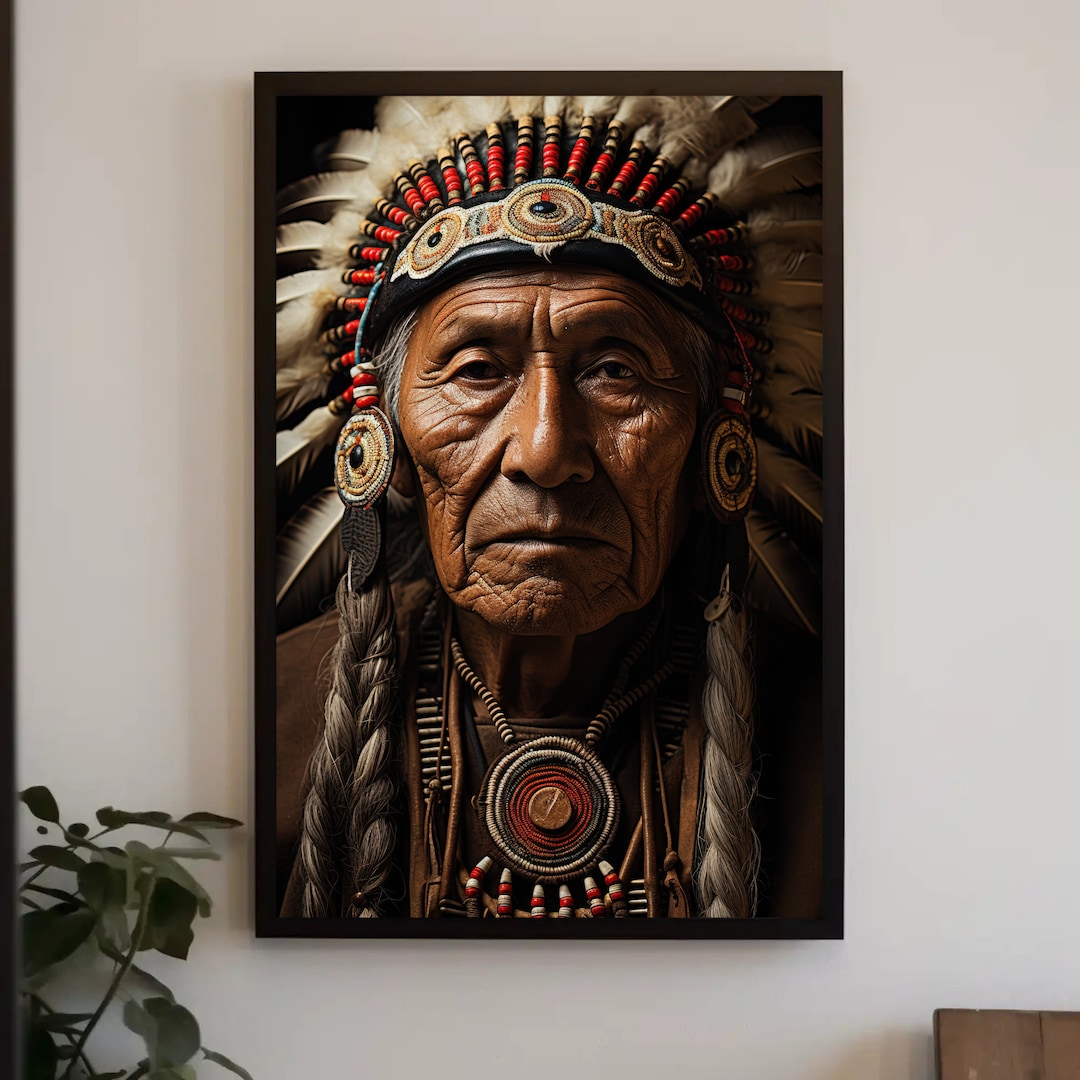 Indian Chief Large Canvas Decor, Native American Wall Decor, Indigenous ...