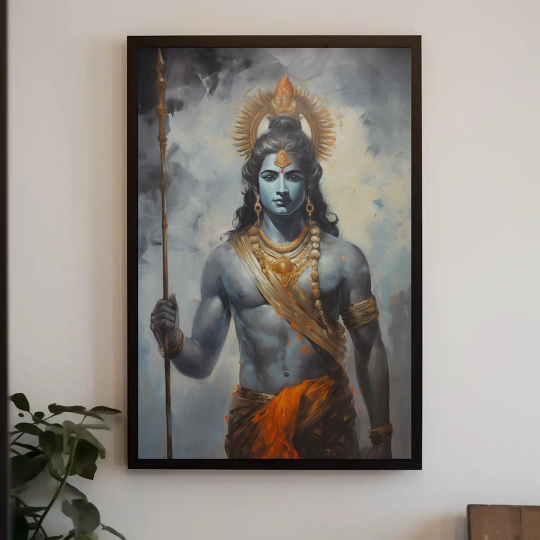 Buy Lord Rama Vintage Style Painting, Lord Ram Wall Art, Hindu God Art ...