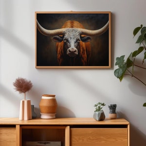 Texas Long Horn Large Wall Art, Rustic Cowboy Home Decor, Southwestern ...