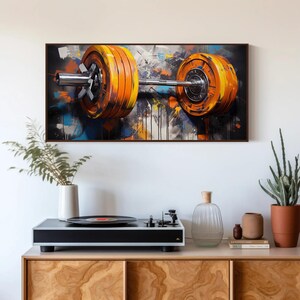 Graffiti Gym Large Canvas Print, Barbell Graffiti Wall Art ...