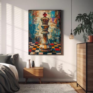 Chess King Canvas Wall Art - Poster Chess Background Painting ...