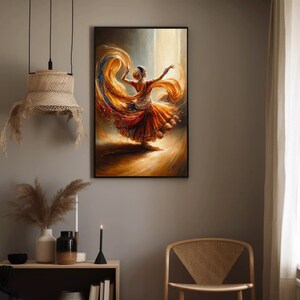 Indian Dance Wall Art Set, Woman Front and Back View Framed Canvas ...