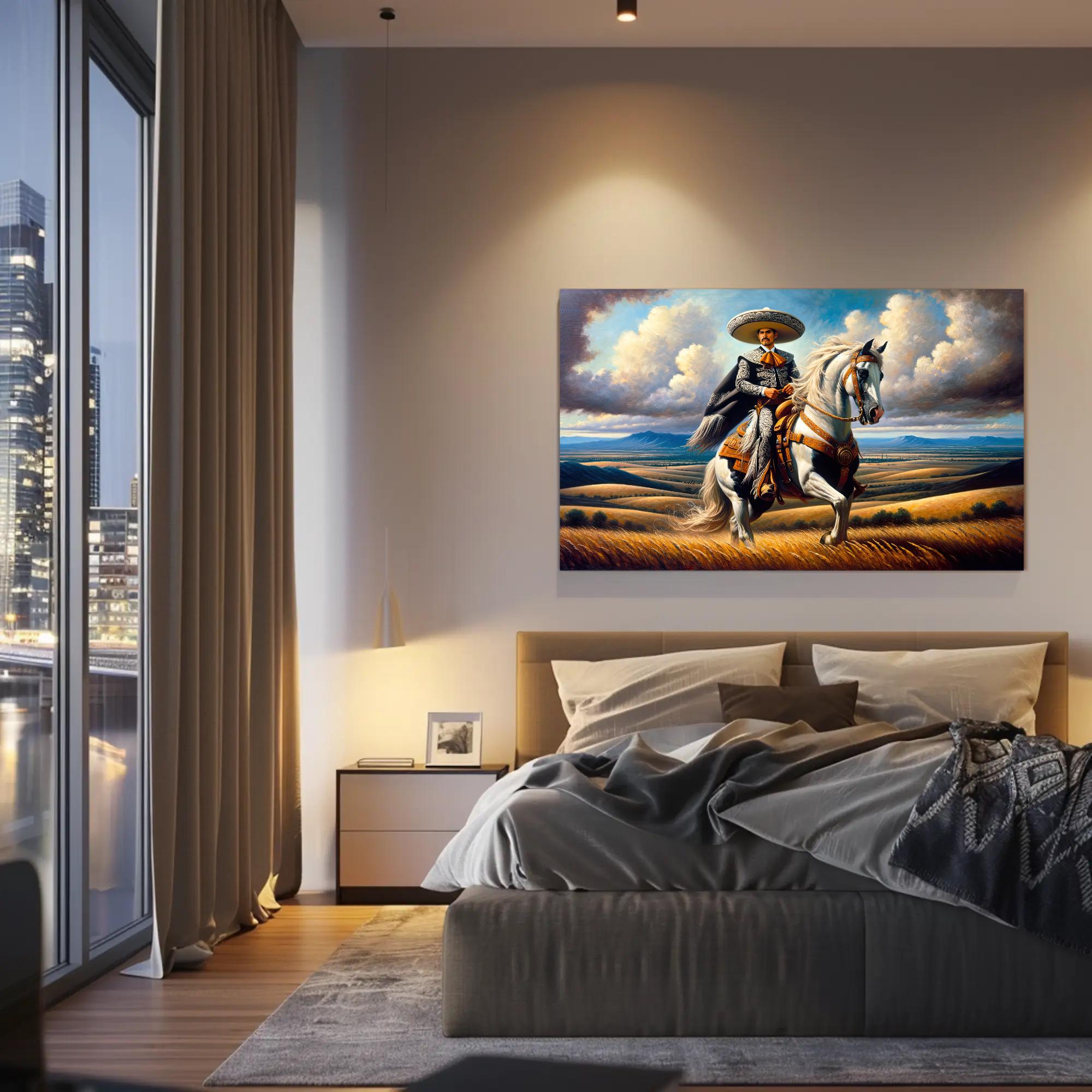 Charro on Horseback Canvas Painting, Framed Print, Mexican Cowboy Wall ...