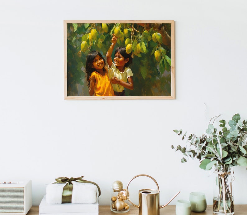 Happy Children Under a Mango Tree Mango Art Print Indian - Etsy