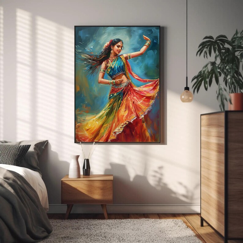 Framed Indian Folk Dance Canvas Art, Colorful India Wall Decor - Etsy
