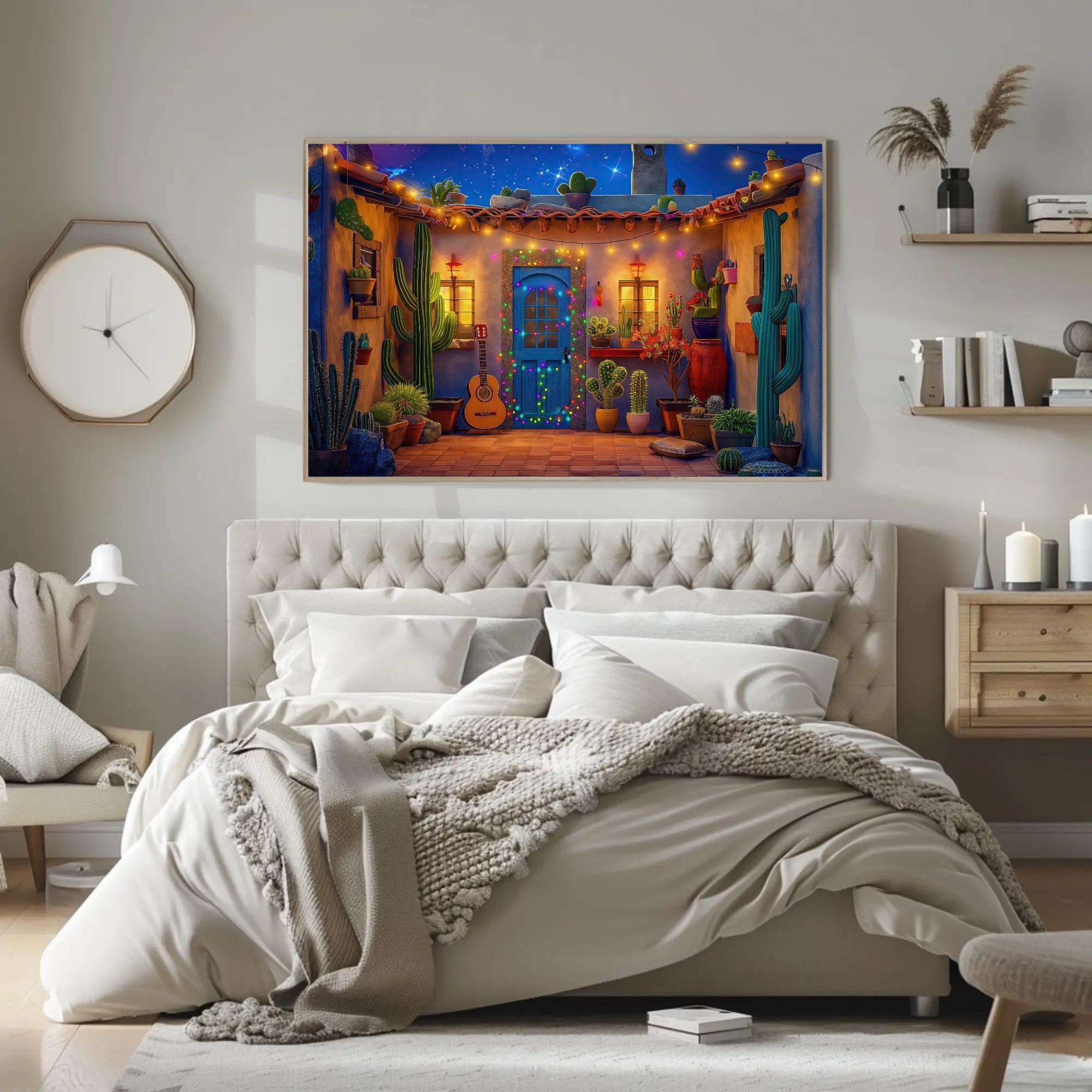 Mexican Fiesta Courtyard Canvas Art | Colorful Celebration Wall Decor ...