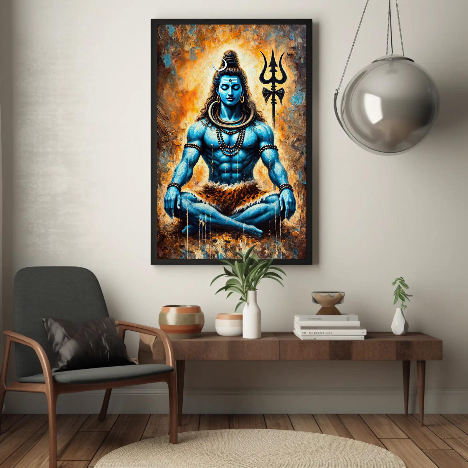 Modern Abstract Shiv Shakti Painting, Hindu Spiritual Wall Art, Indian ...