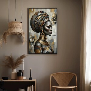 The Golden Adorned Portrait on Canvas, African American Framed Poster ...