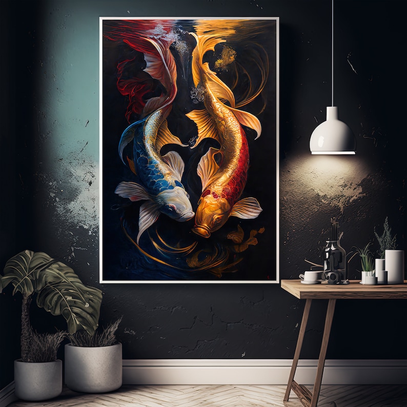 Koi Fish Painting Abstract Art Koi Fish Wall Decor Fish - Etsy