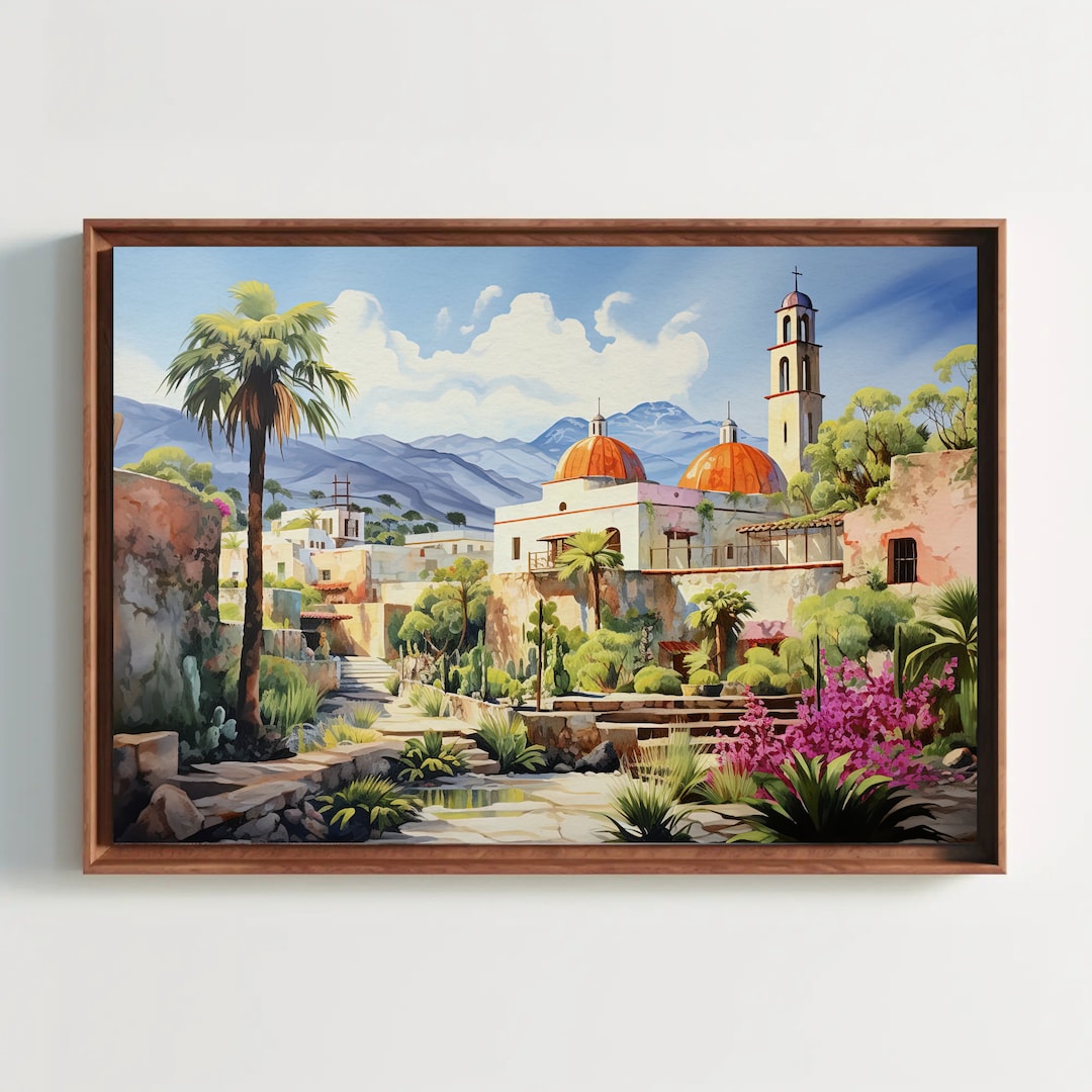 Mexico Watercolor Painting, Mexican Wall Art, Mexican Canvas Home Decor ...