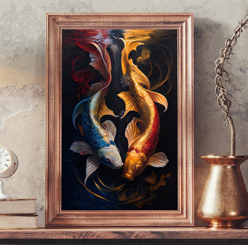 Koi Fish Painting Abstract Art Koi Fish Wall Decor Fish - Etsy