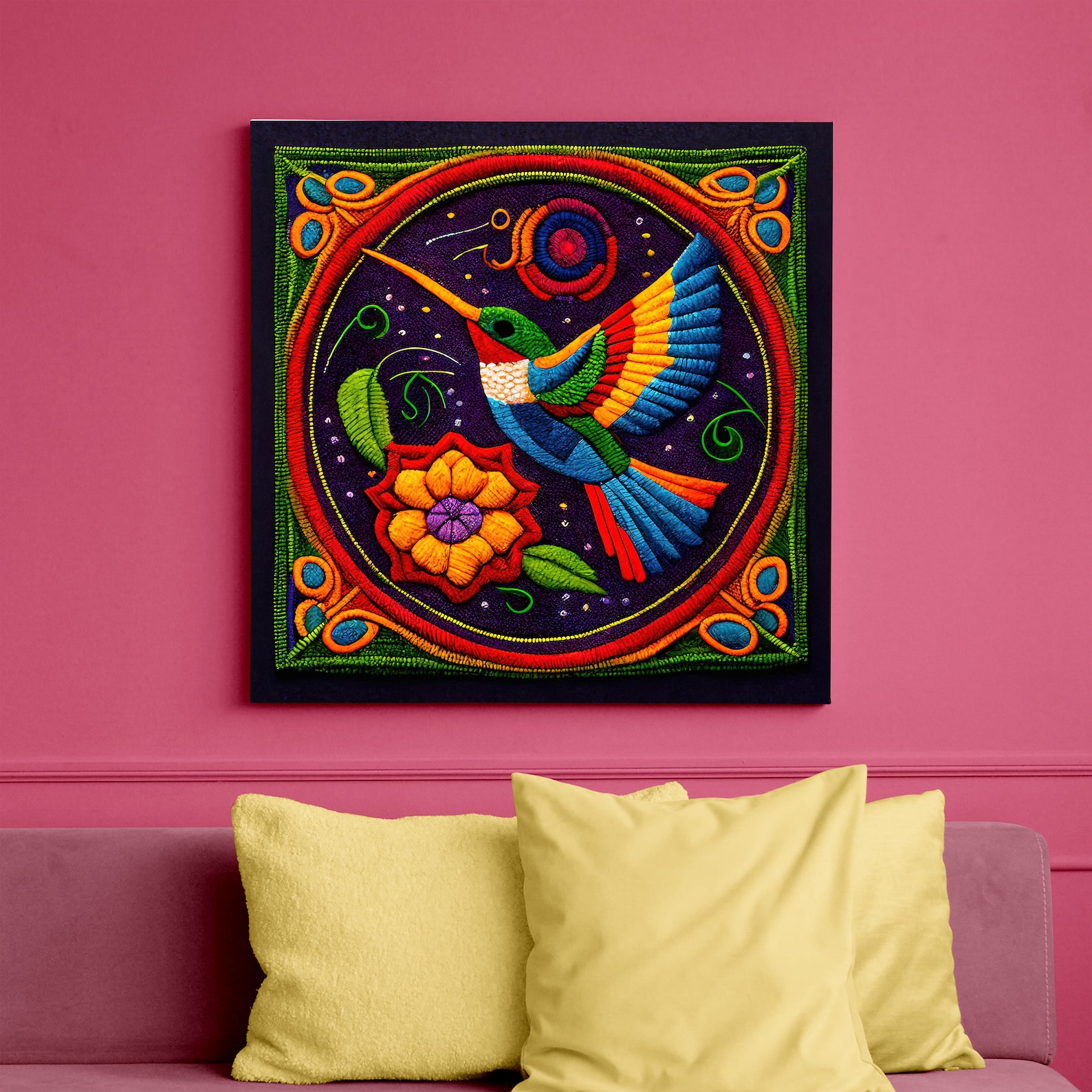 Mexican Art Hummingbird Print Huichol Art Mexican Wall Art - Etsy