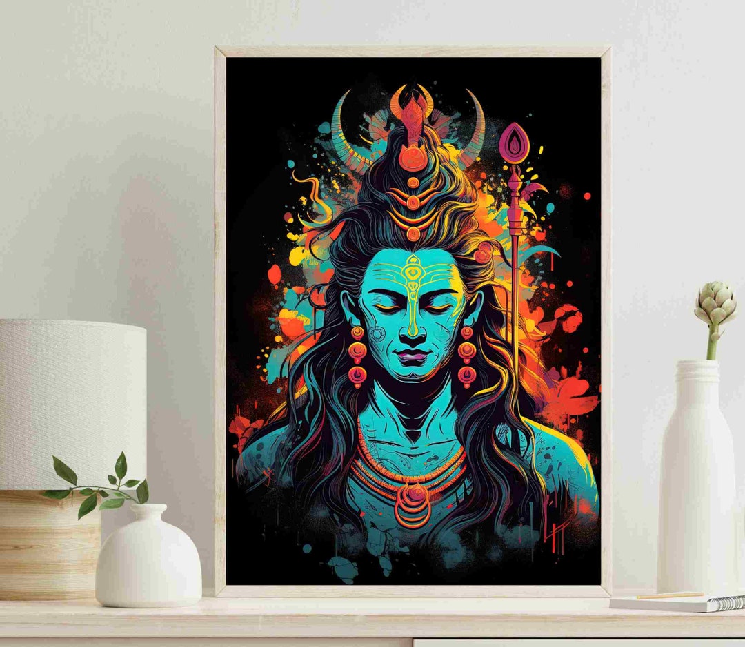 Shiva Art Painting | Shiv Ji Framed Poster | Shiv Wall Art | Shiva ...