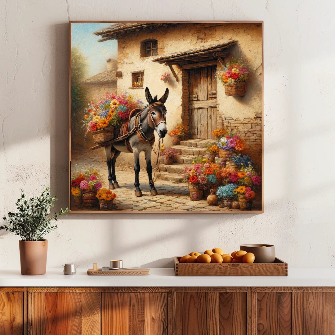 Burro Charm Mexican Donkey Print Framed Canvas & Poster, Traditional ...