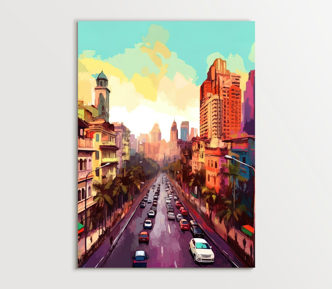 Mumbai Landscape Print | Mumabi Painting | Bombay Wall Art | Indian ...