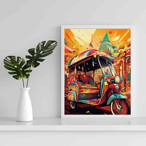 Colourful Rickshaw on Indian Street Art Painting | Indian Art | India ...