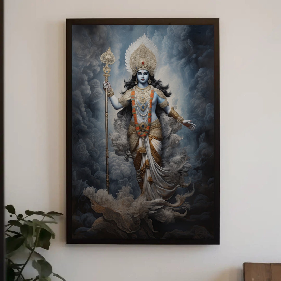 Lord Vishnu Wall Art Godvishnu Canvas Print Hindu God Vishnu Painting ...