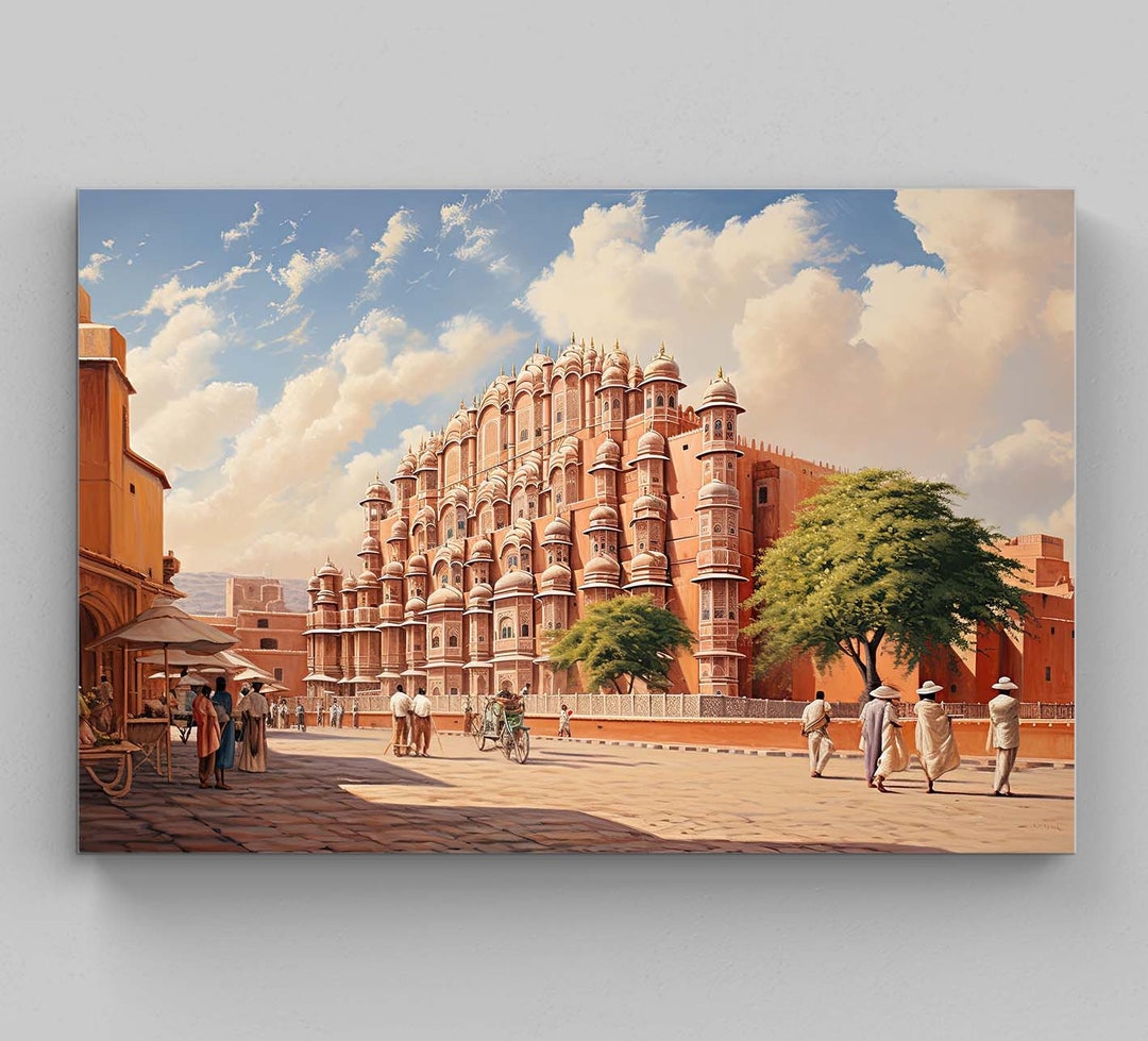 Hawa Mahal Jaipur Ancient City Oil Painting, Rajasthan Art, Indian ...