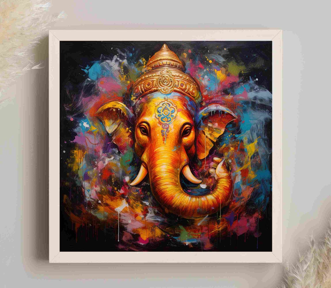Ganesha Canvas, Framed Print, Ganesh Ji Wall Art, Hindu God Wall Art ...