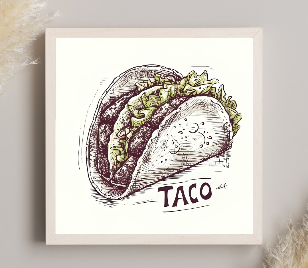 Tacos Wall Art, Mexican Taco Poster, Mexican Food Print, Mexican ...