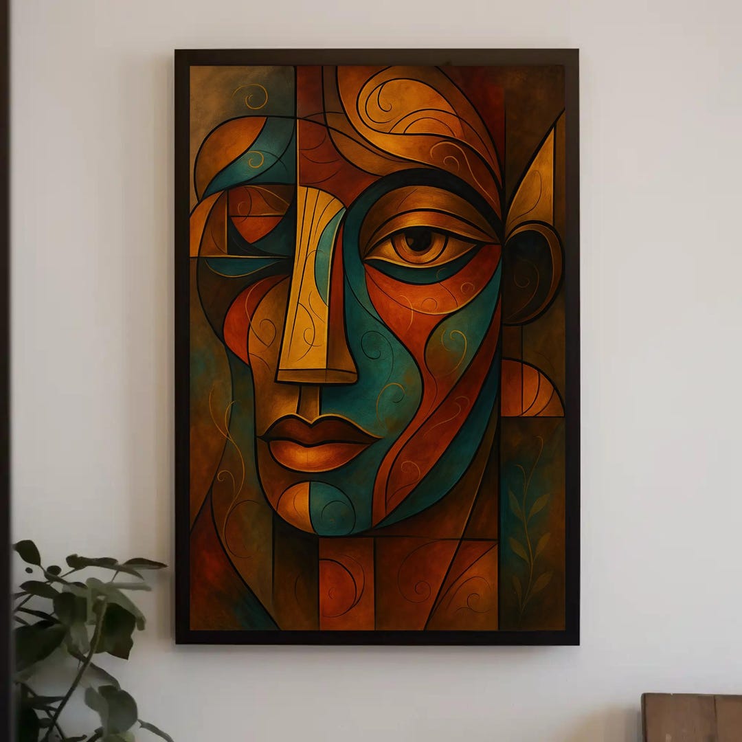 Cubist Face Canvas Print | Abstract Geometric Portrait Art - Etsy