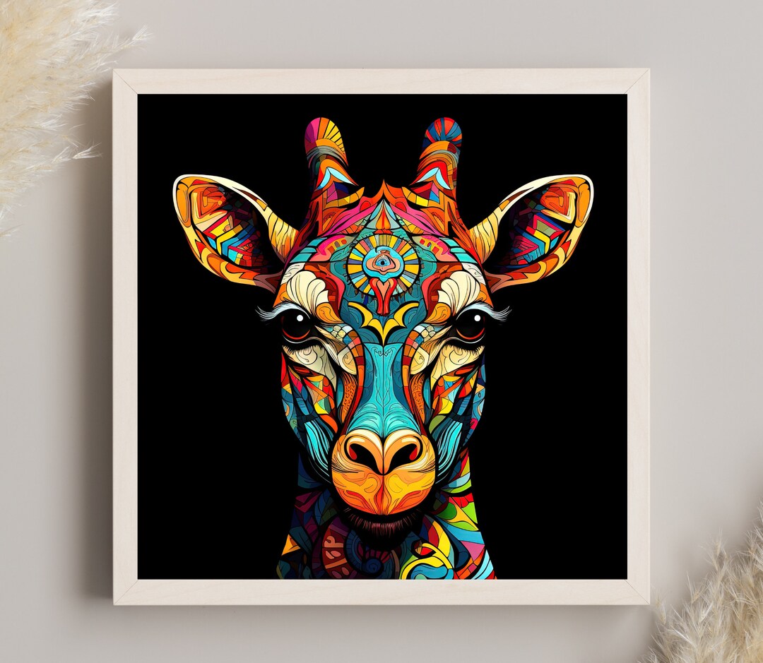 Giraffe Pop Style Art Painting Giraffe Large Canvas Prints Giraffe ...