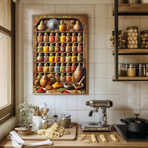 Indian Spices Canvas Print - Cultural Kitchen Wall Art, Ready to Hang ...