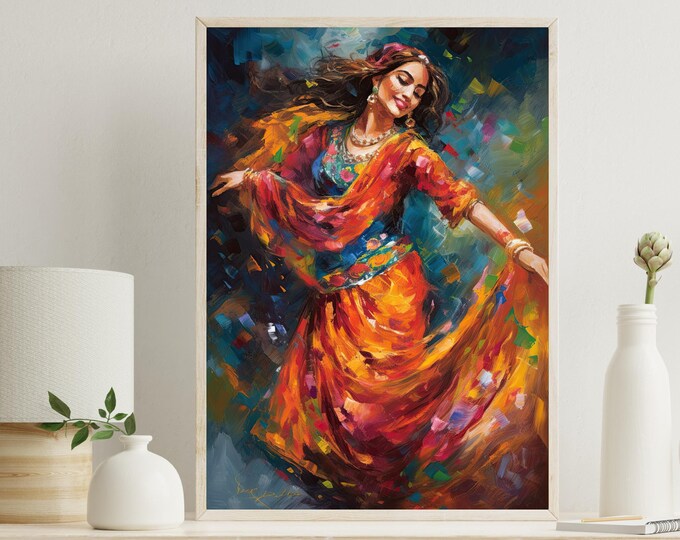 Indian Folk Dance Art Print, Colorful Woman Painting, Home Decor - Etsy ...
