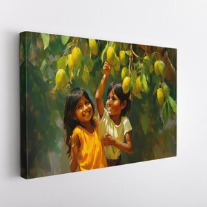 Happy Children Under a Mango Tree, Mango Art Print, Indian Artwork ...