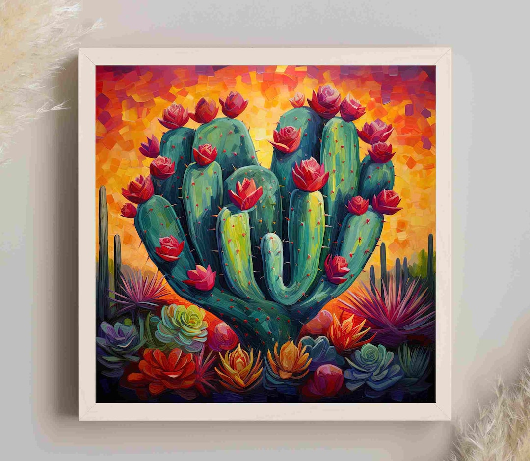 Mexican Heart Shaped Cactus Art Print, Mexican Art, Cactus Art, Cactus ...