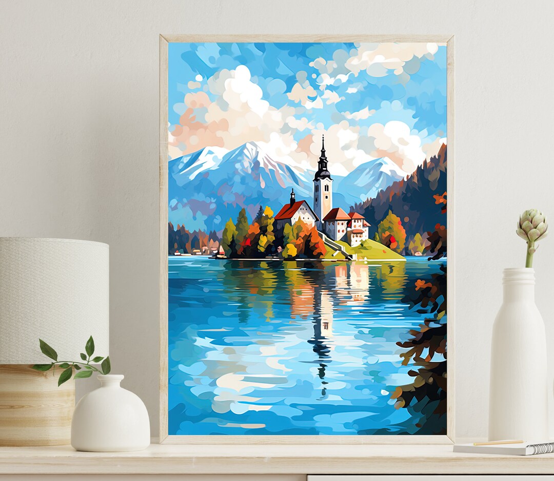 Lake Bled Wall Art Lake Bled Travel Print Lake Bled Large Canvas Art ...