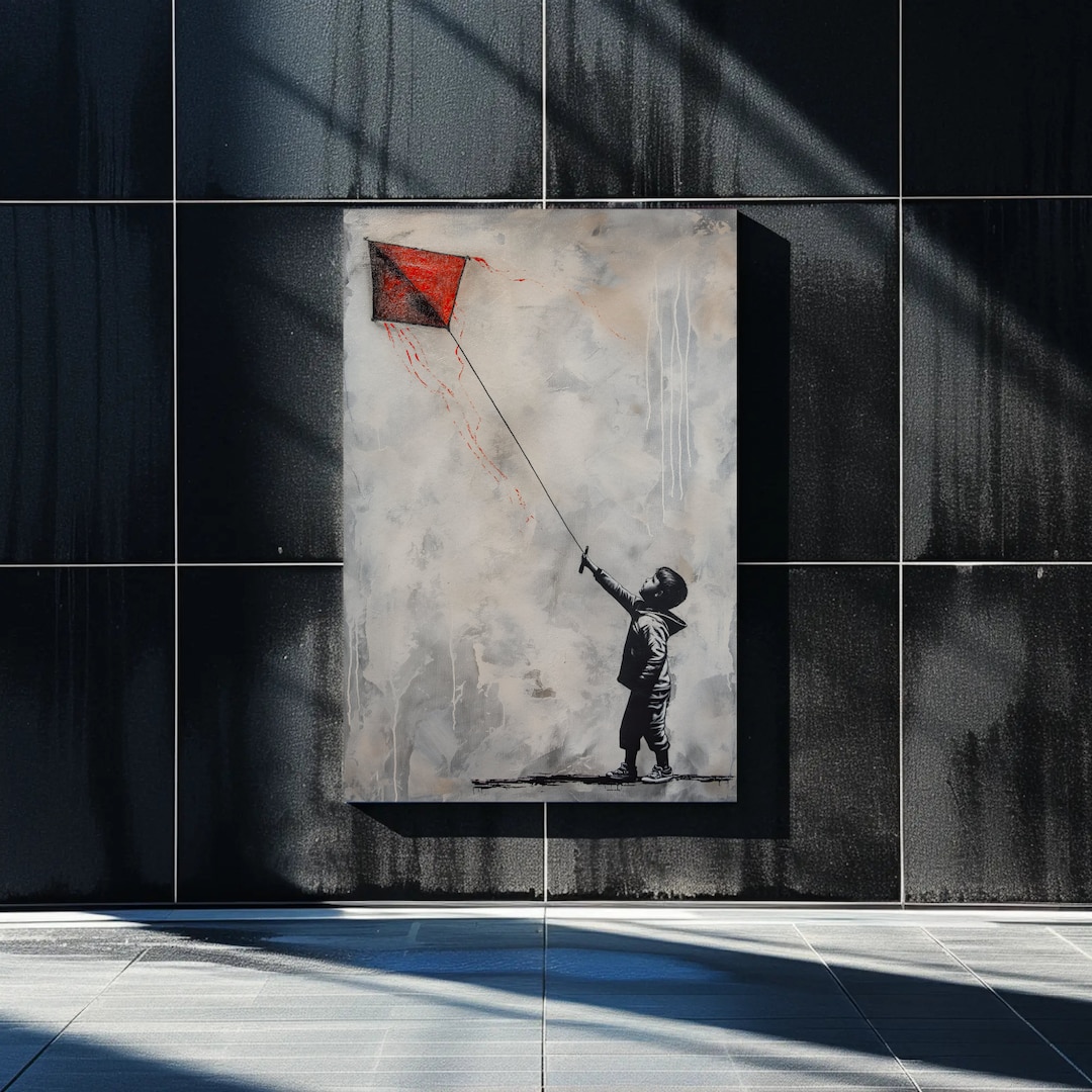 Boy With a Kite Canvas Wall Art Abstract Canvas Banksy Style Abstract ...