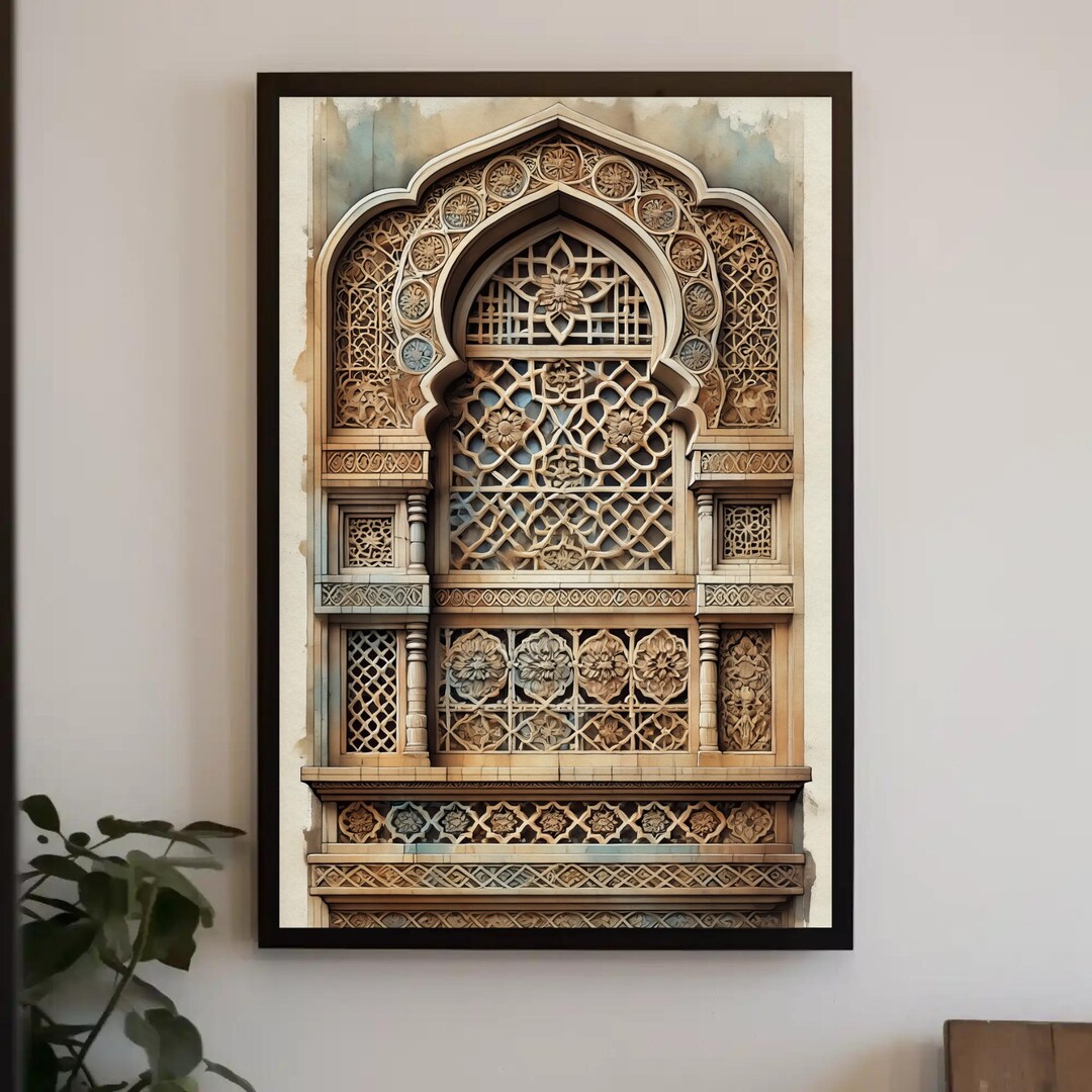 Rajasthani Jaali Watercolor Canvas Print | Jaipur Indian Painting ...