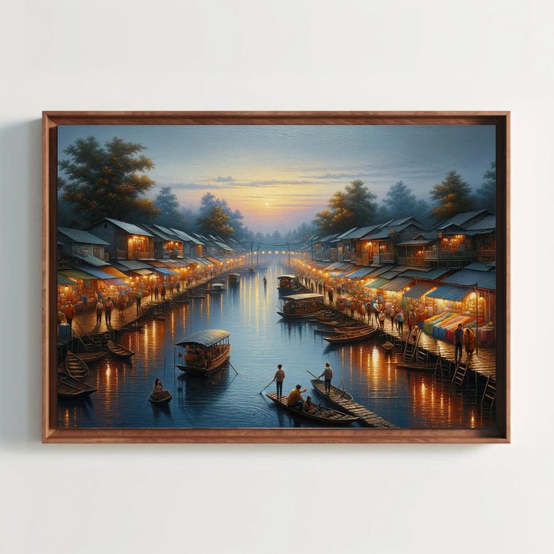 Floating Market Canvas Print, Water City, India Art, Ready to Hang - Etsy
