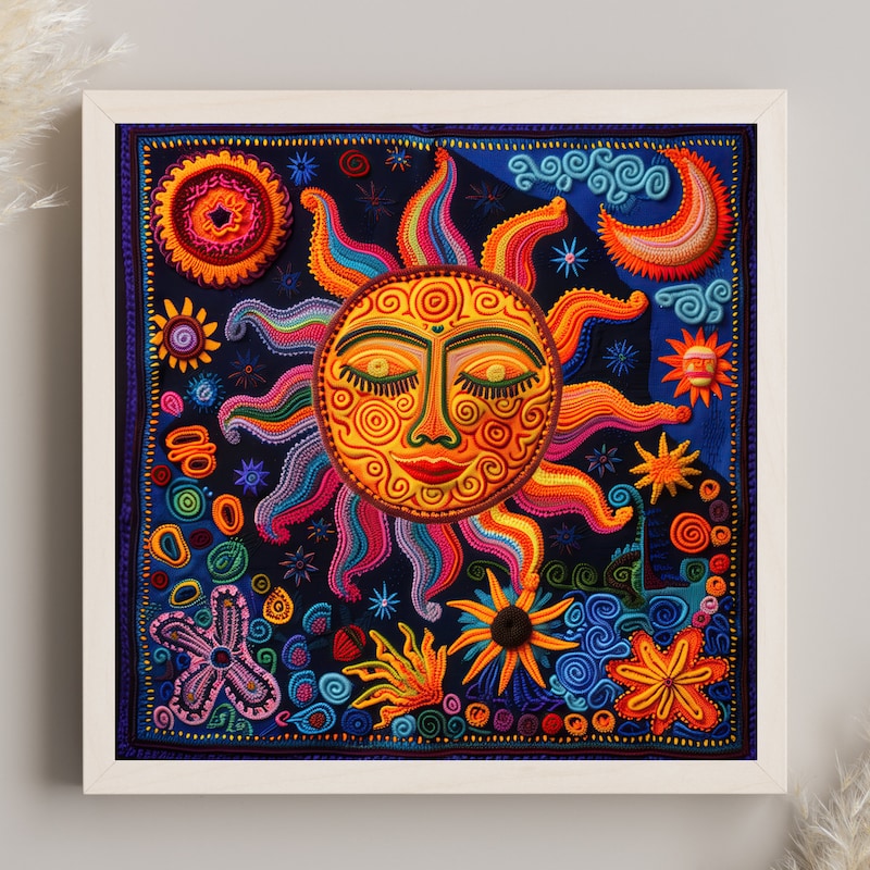 Mexican Sun and Moon Art - Etsy