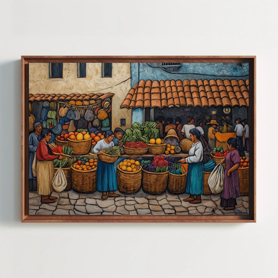 Market Day in Oaxaca Canvas Print | Vibrant Mexican Market Scene ...
