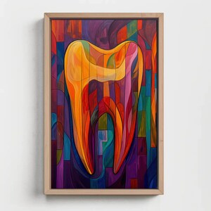 Colorful Abstract Tooth Painting Canvas | Vibrant Dental Clinic Decor ...