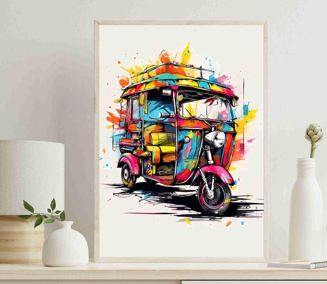 Auto Rickshaw Art Painting | Rickshaw India | India Wall Art | Indian ...