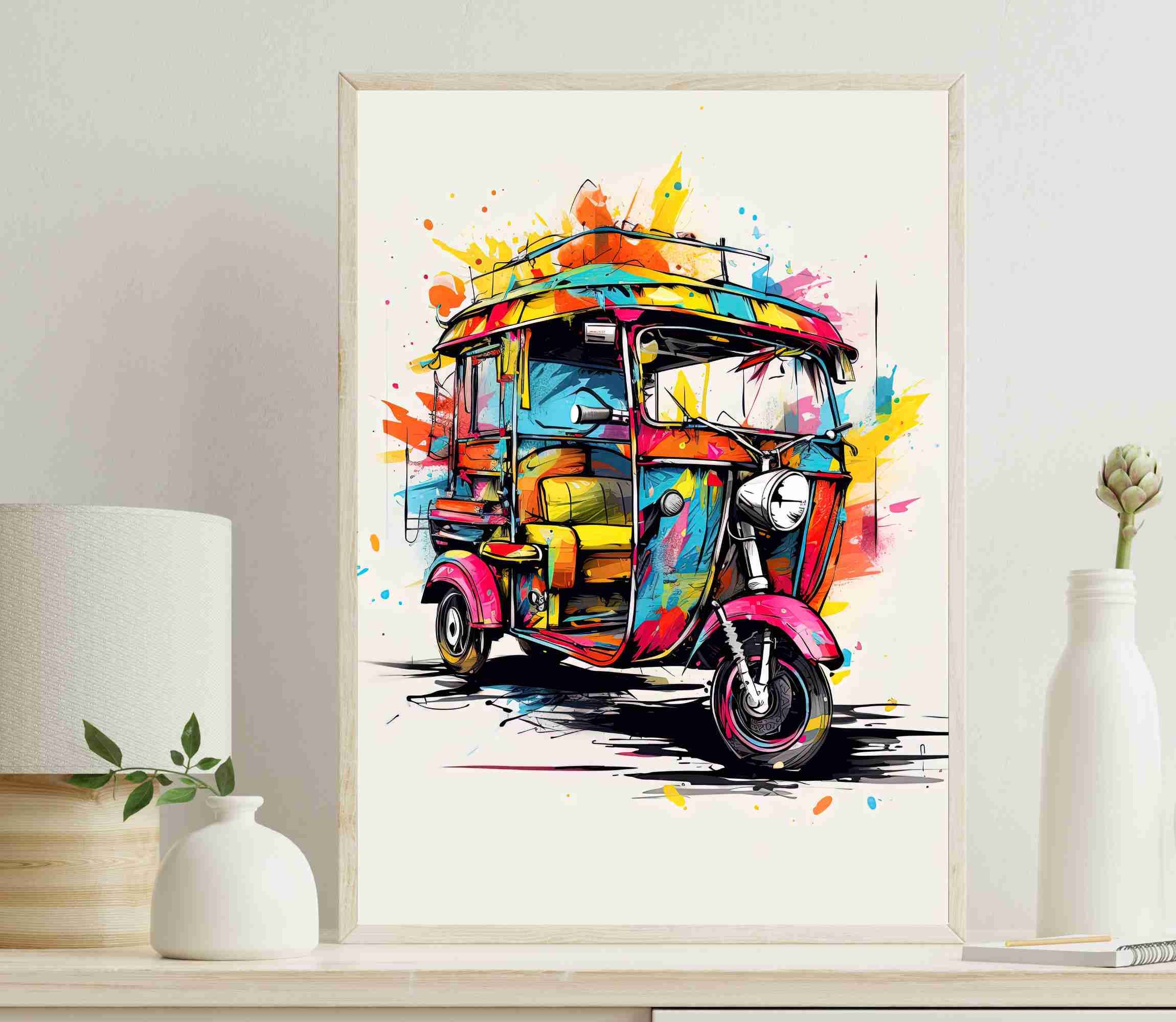 Auto Rickshaw Art Painting Rickshaw India India Wall Art - Etsy